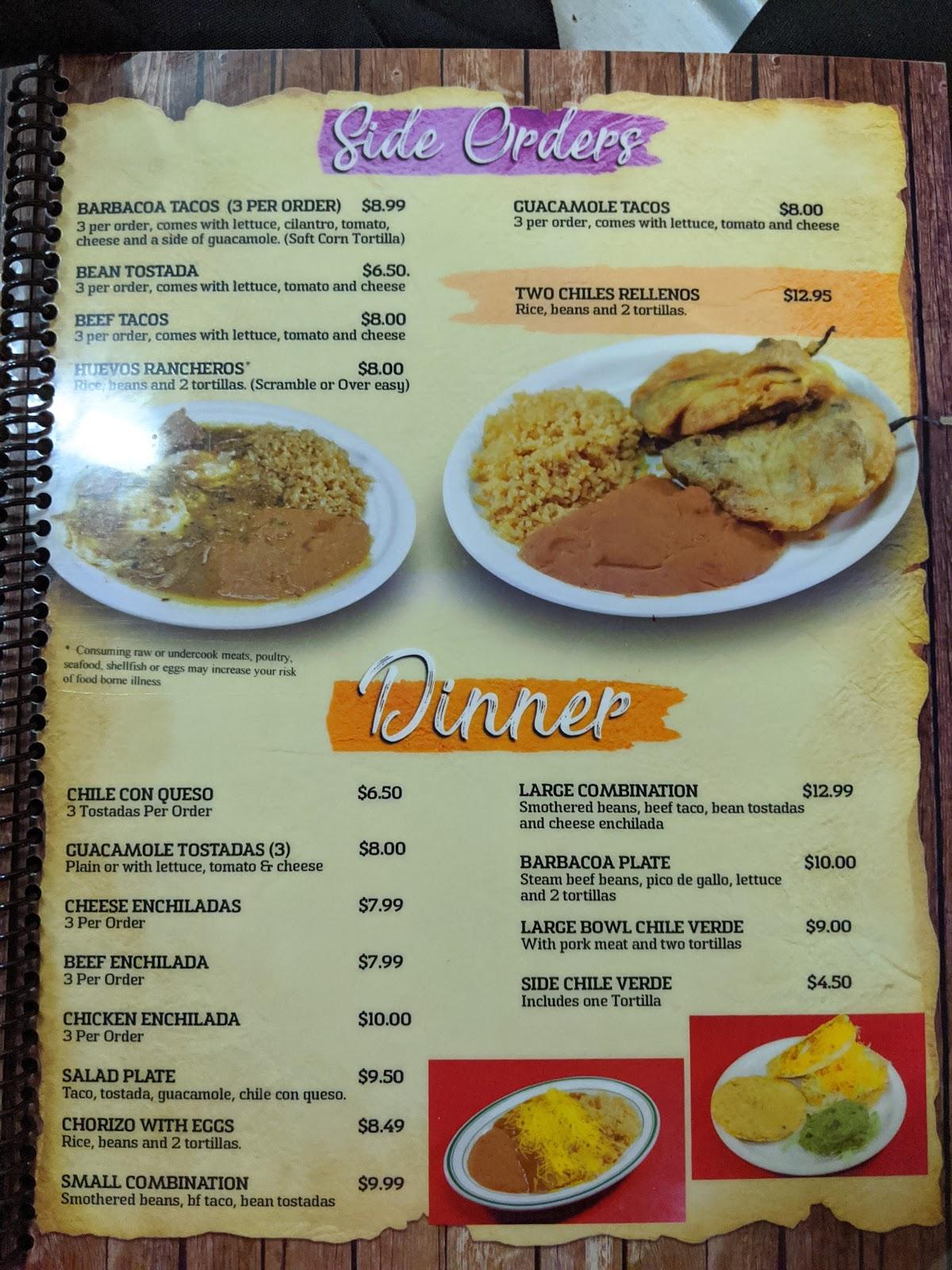 Menu at La Casa De Manuel restaurant, Denver, Larimer St