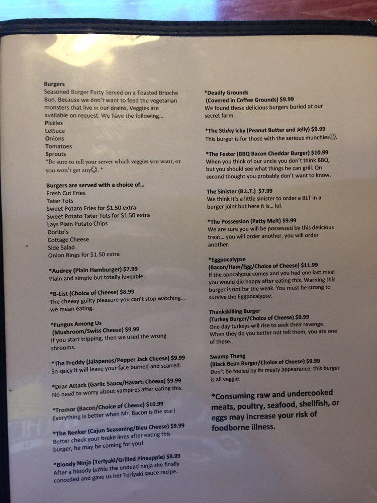 Menu at Little Shop of Burgers restaurant, Casper