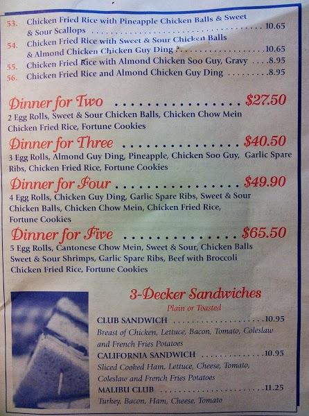 Menu at Mary's Restaurant, Winchester