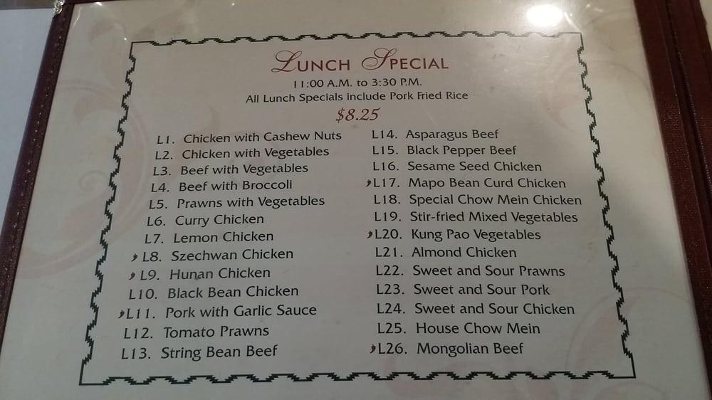 Menu at New Garden Restaurant, Pullman