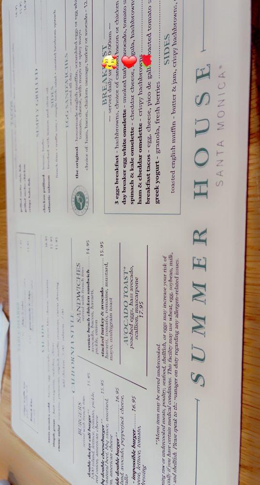 Menu at Summer House pub & bar, Charlotte