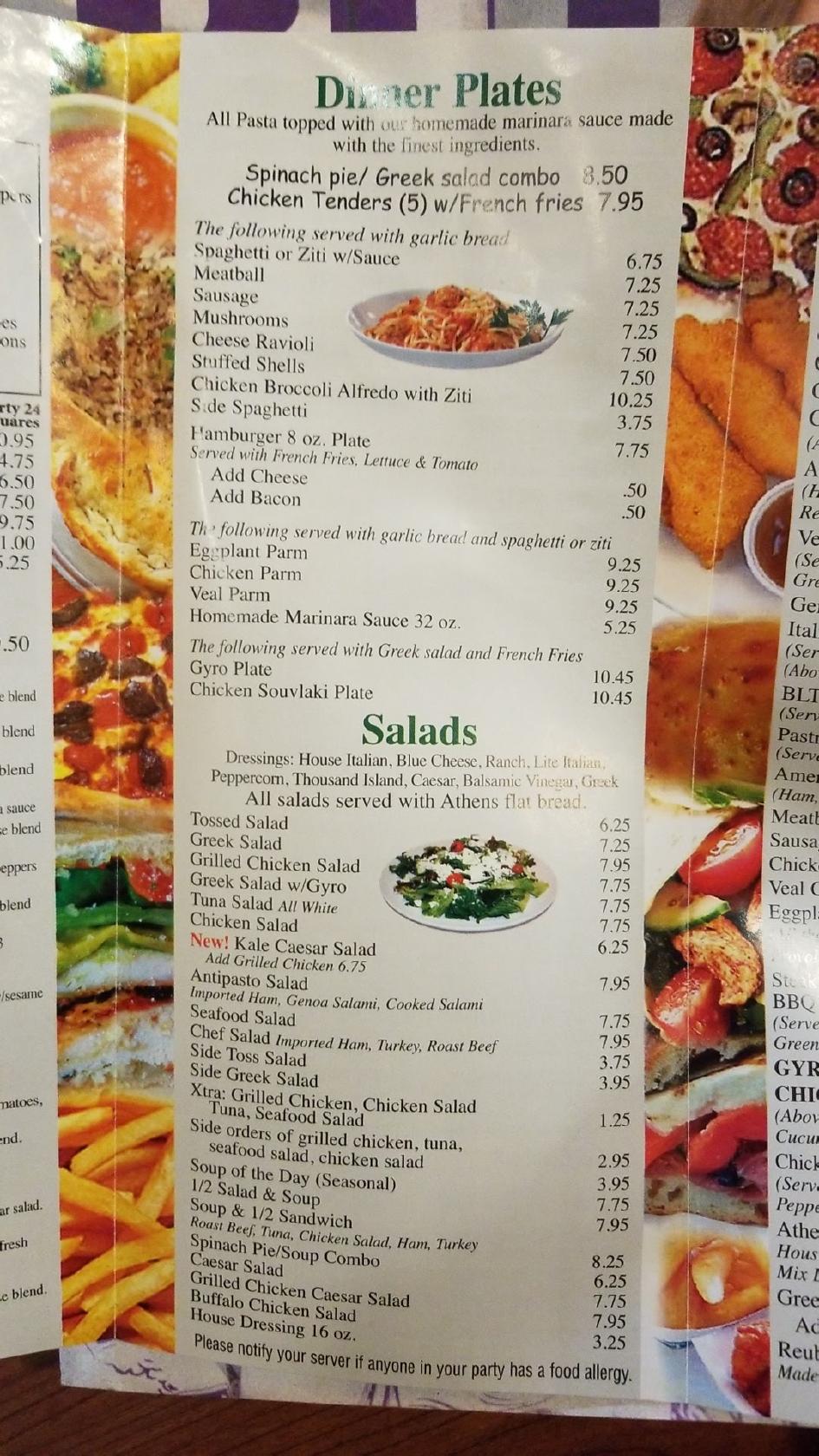 Menu at Athens Pizza pizzeria, Leominster