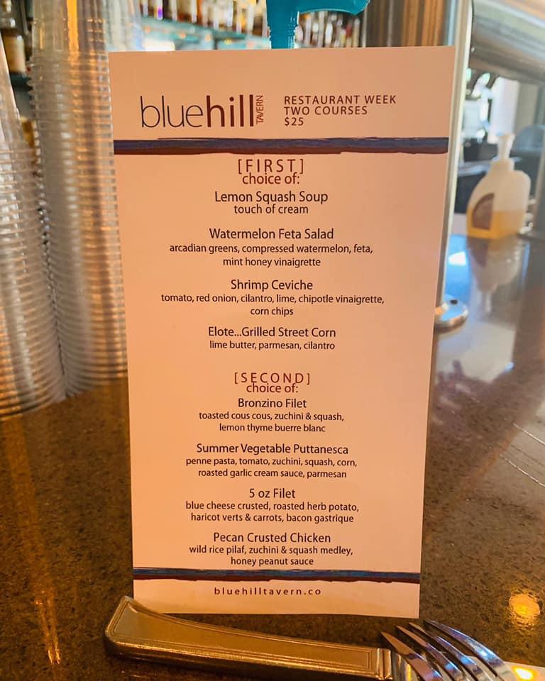 Menu at Blue Hill Tavern pub & bar, Baltimore