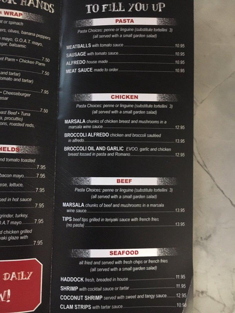 Menu at Pafumi's on main pizzeria, Wilbraham