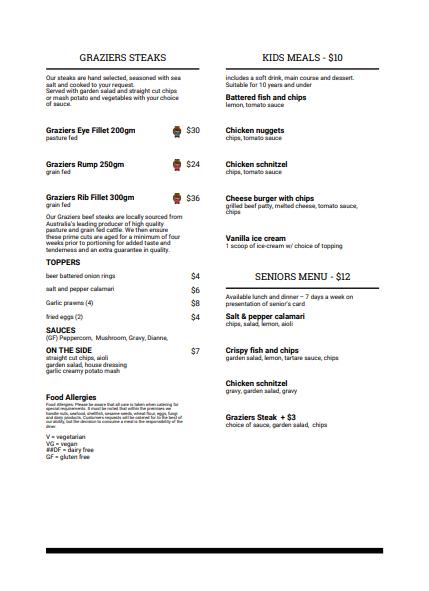 Menu at Royal Hotel pub & bar, Beenleigh