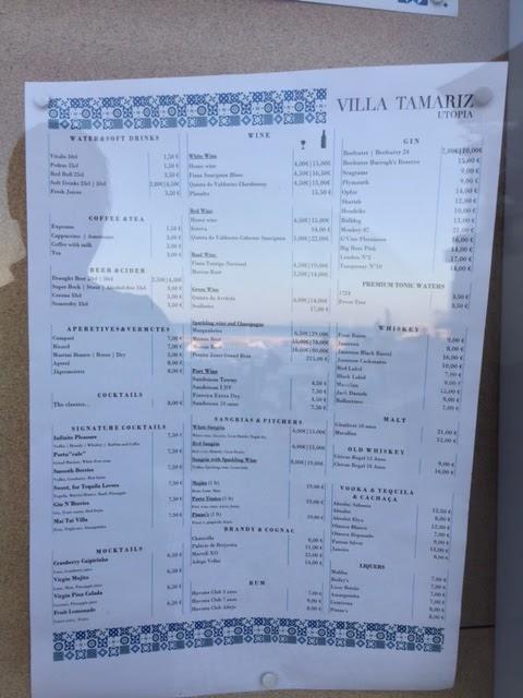 Menu at Villa Tamariz Utopia restaurant, Alcabideche