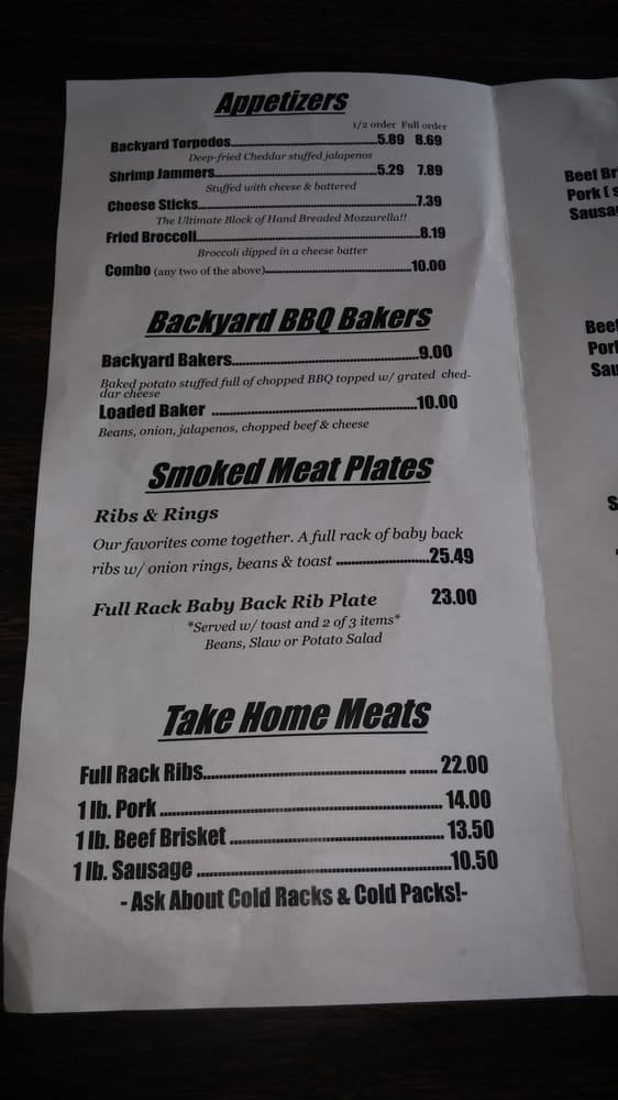 Menu at Backyard Barbeque Co, Magnolia