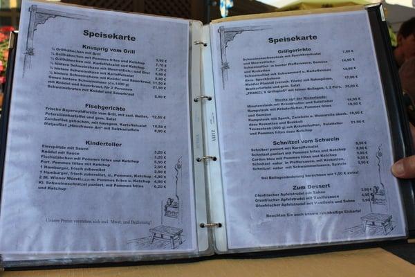 Carta de Franzl's Cafe, Grill- und Weinstube, Bodenmais