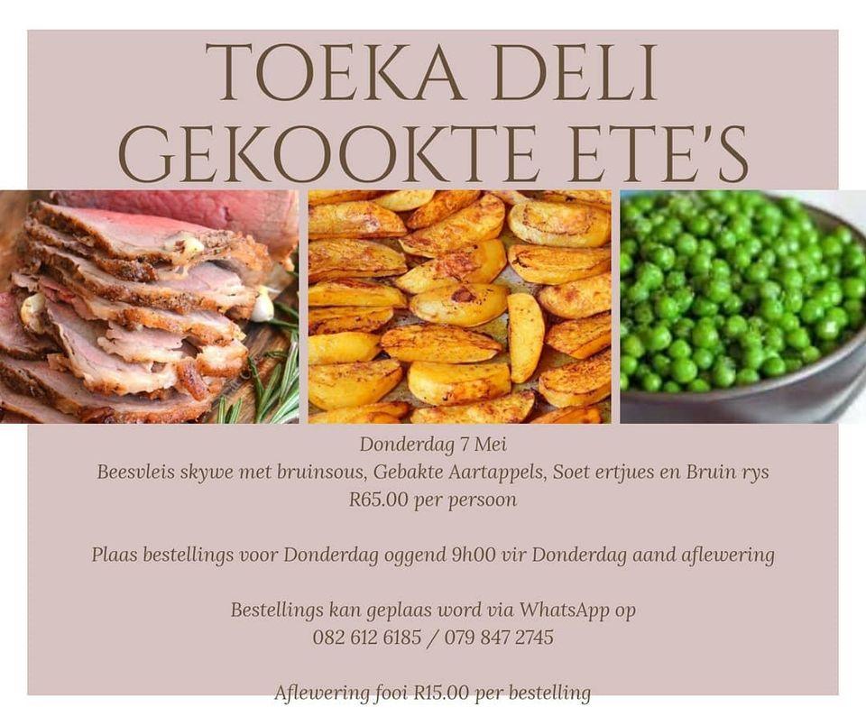 Menu at Toeka Deli & Koffie Winkel cafe, Lichtenburg