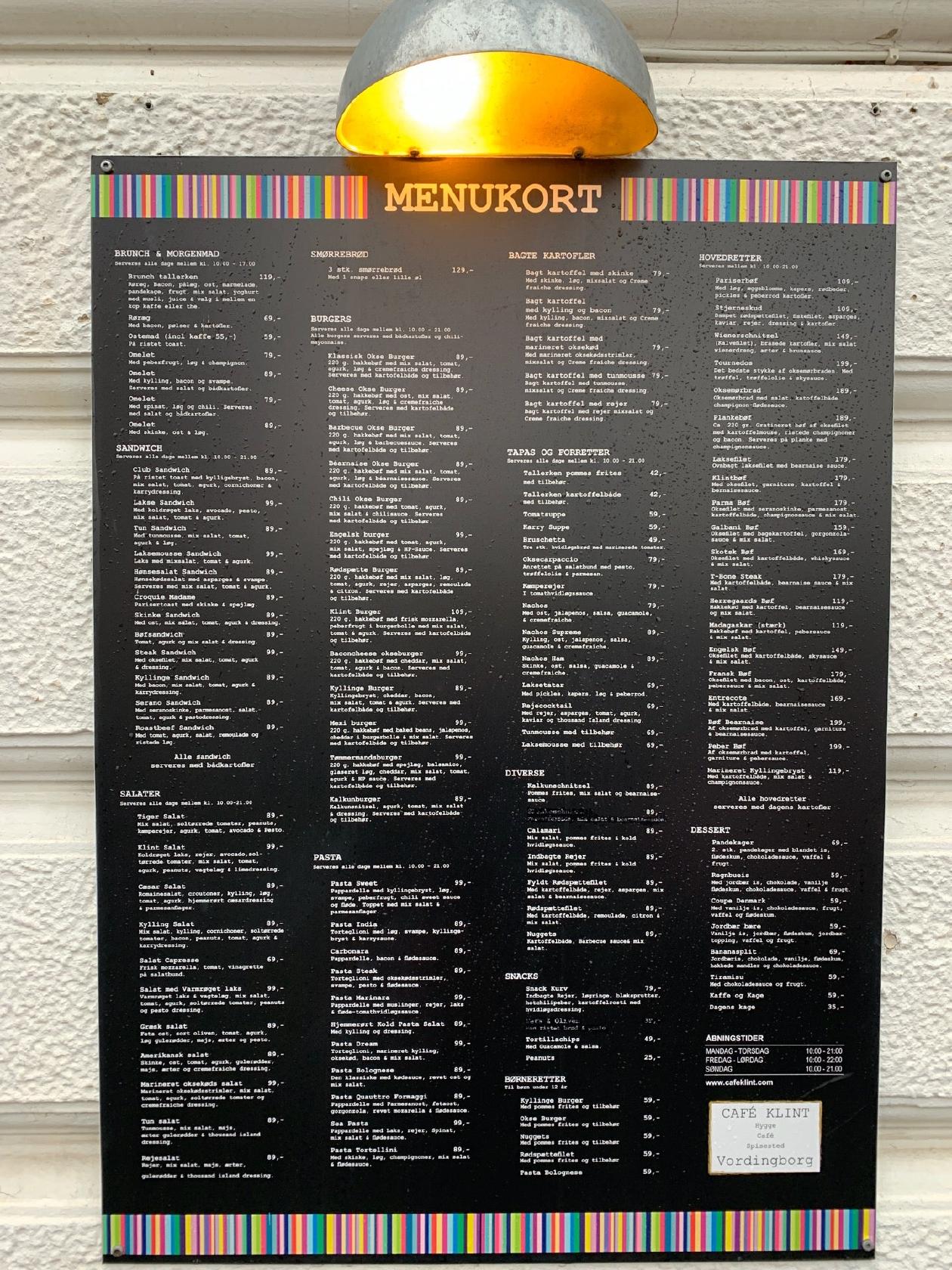 Menu at Cafe-Klint ApS, Vordingborg