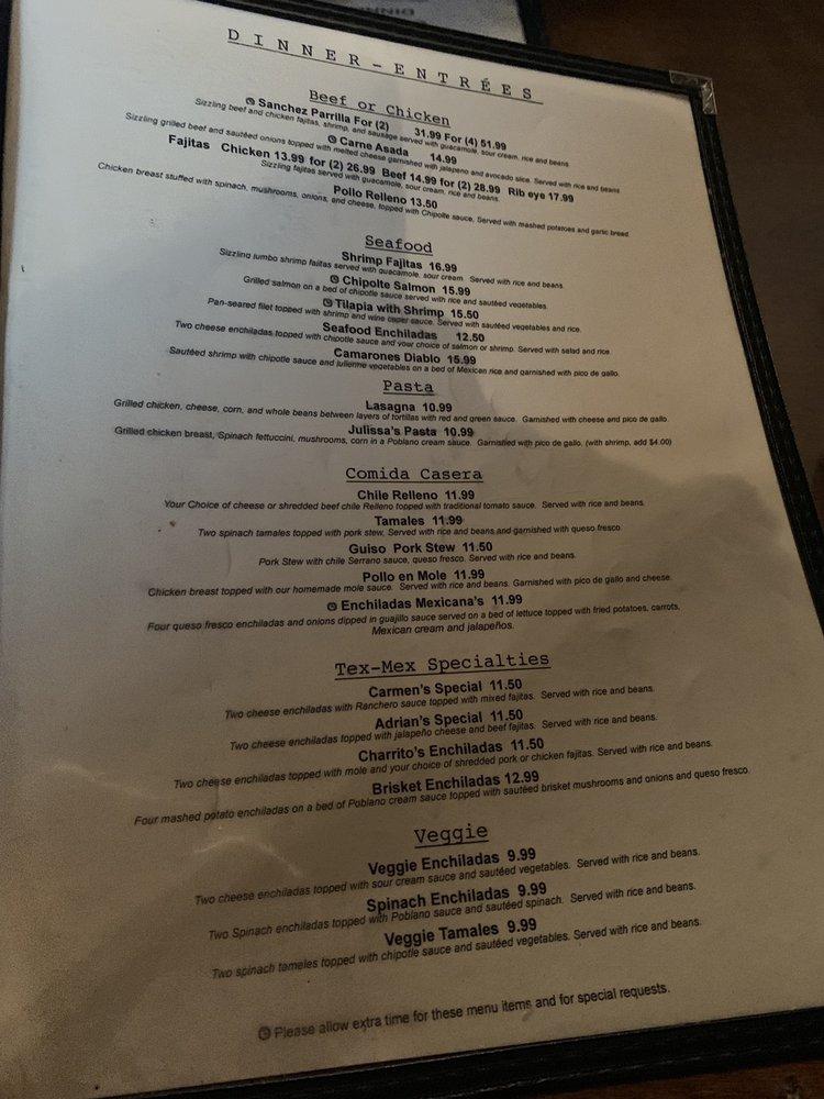 Menu at Casa Mama's Restaurant, Dallas