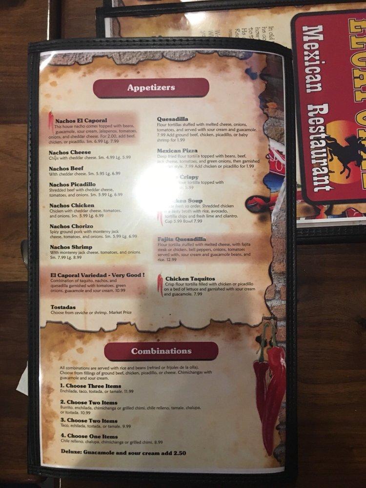 Menu at El Caporal restaurant, Burley