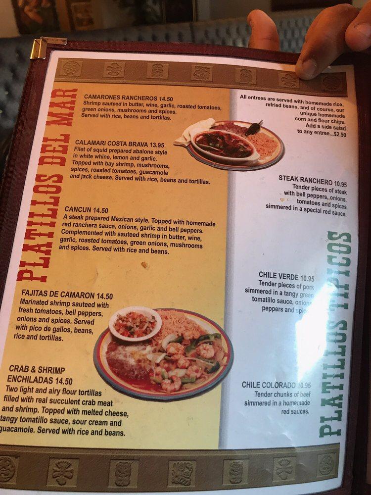 Menu at El Torero restaurant, Burson