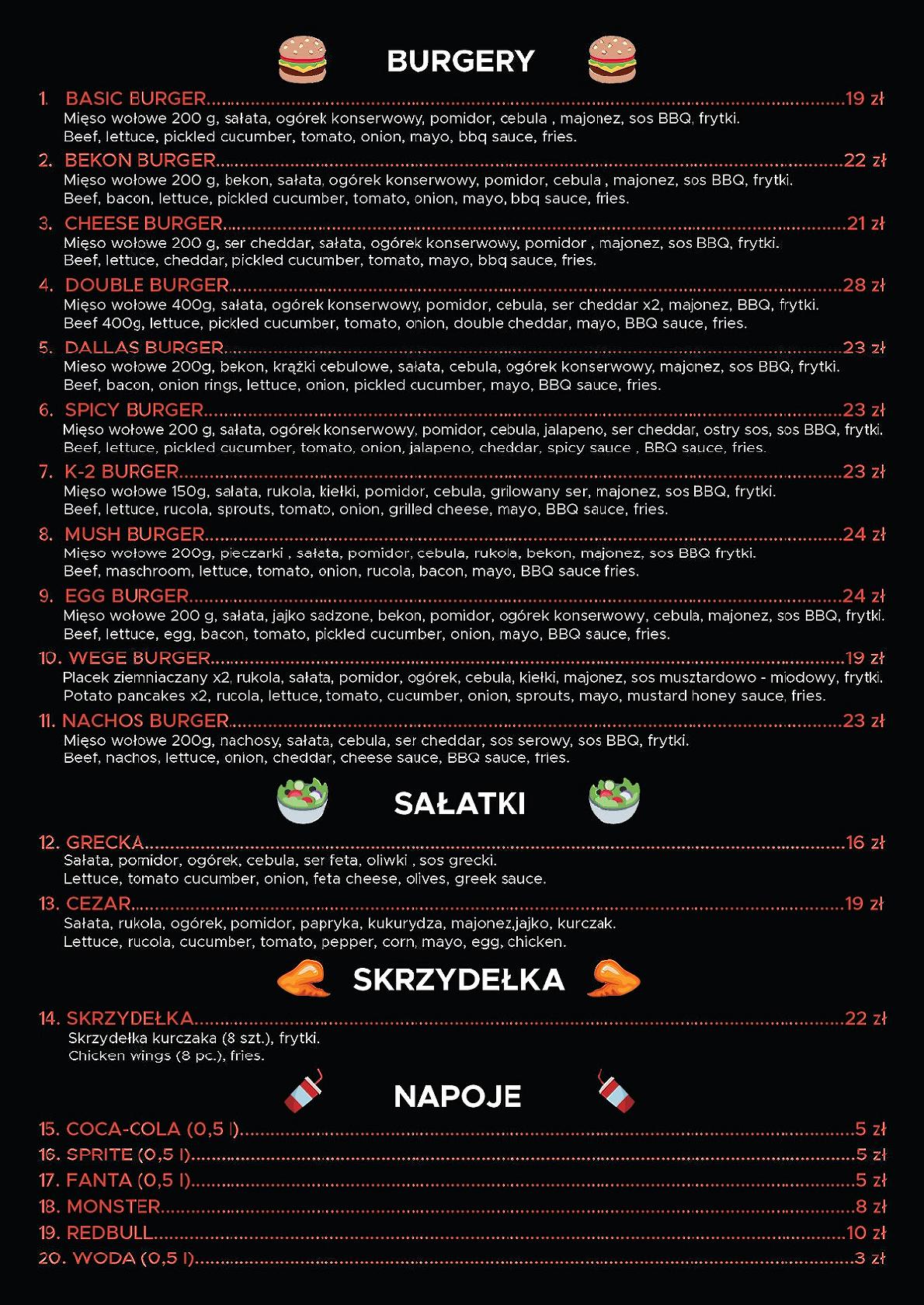 Menu at K2-BURGER restaurant, Zagan