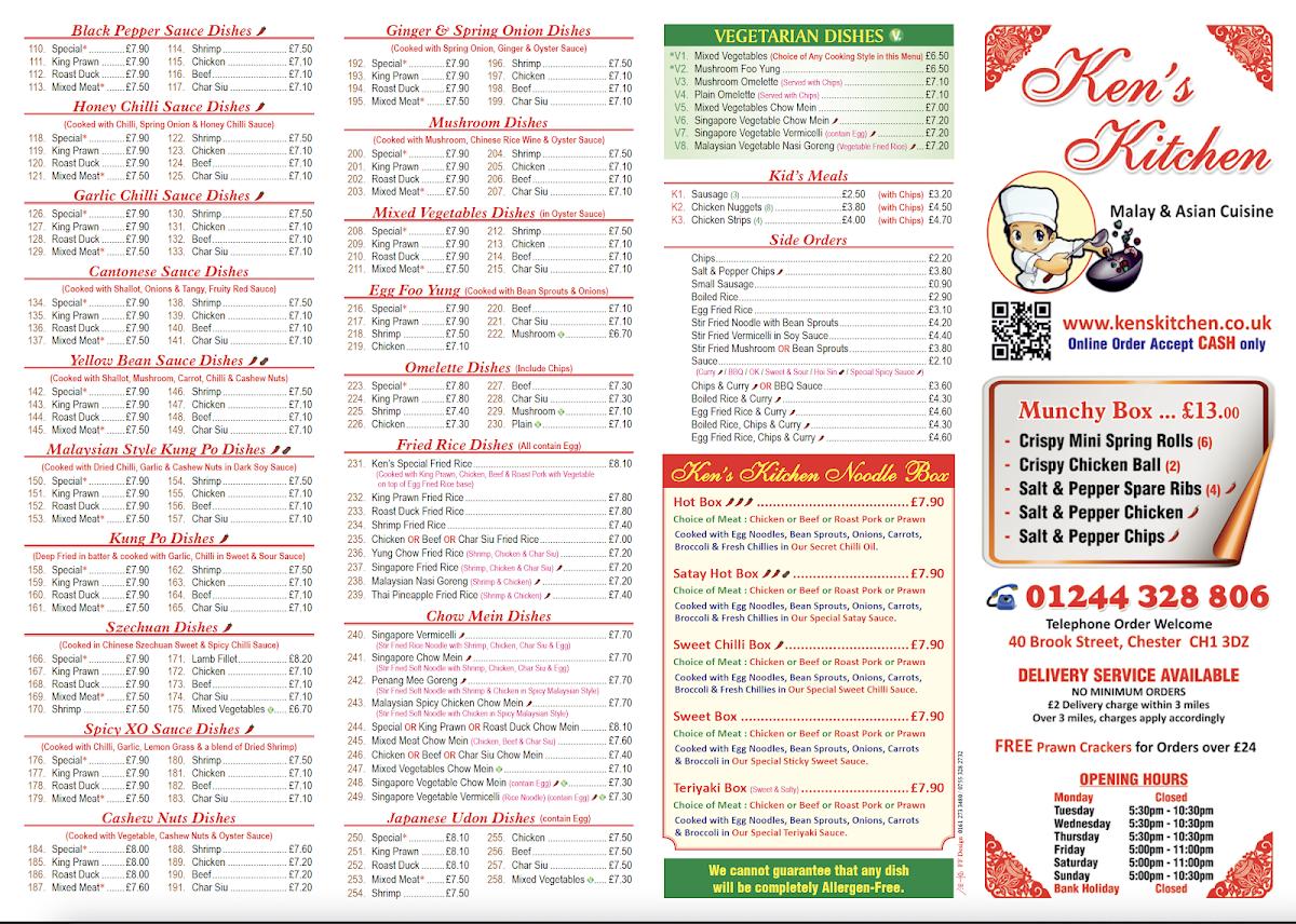 Menu at Ken's Kitchen - Chinese Takeaway fast food, Chester
