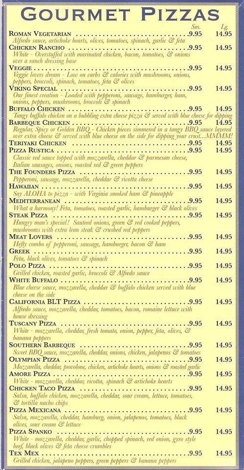 Menu at Viking Pizza pizzeria, East Bridgewater