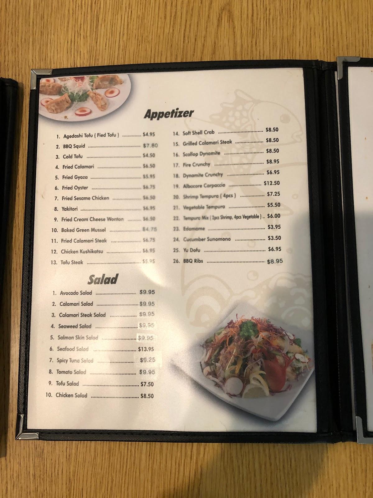 Menu at Yashima Restaurant, Covina