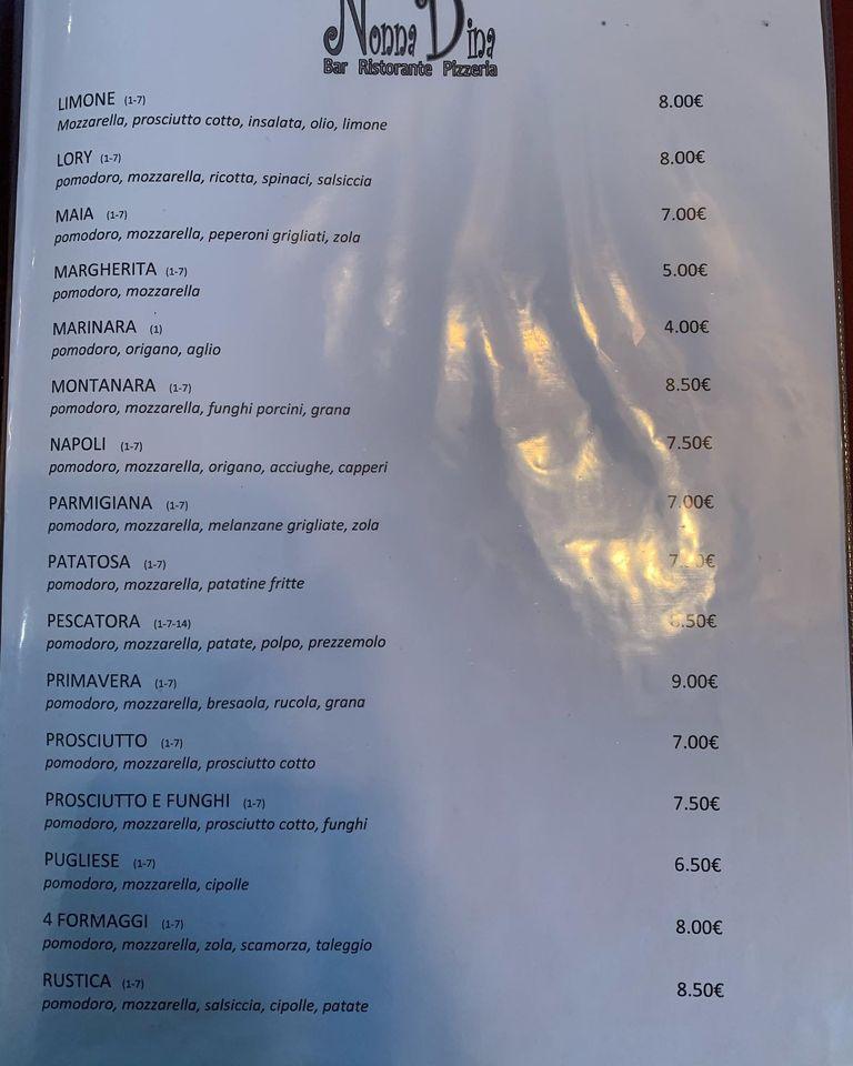 Menu at Nonna Dina Bar Ristorante Pizzeria, Romanengo