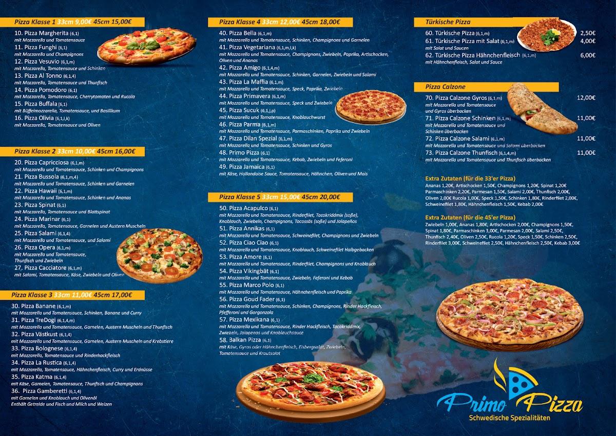 Speisekarte von Primo Pizza, Schwanewede