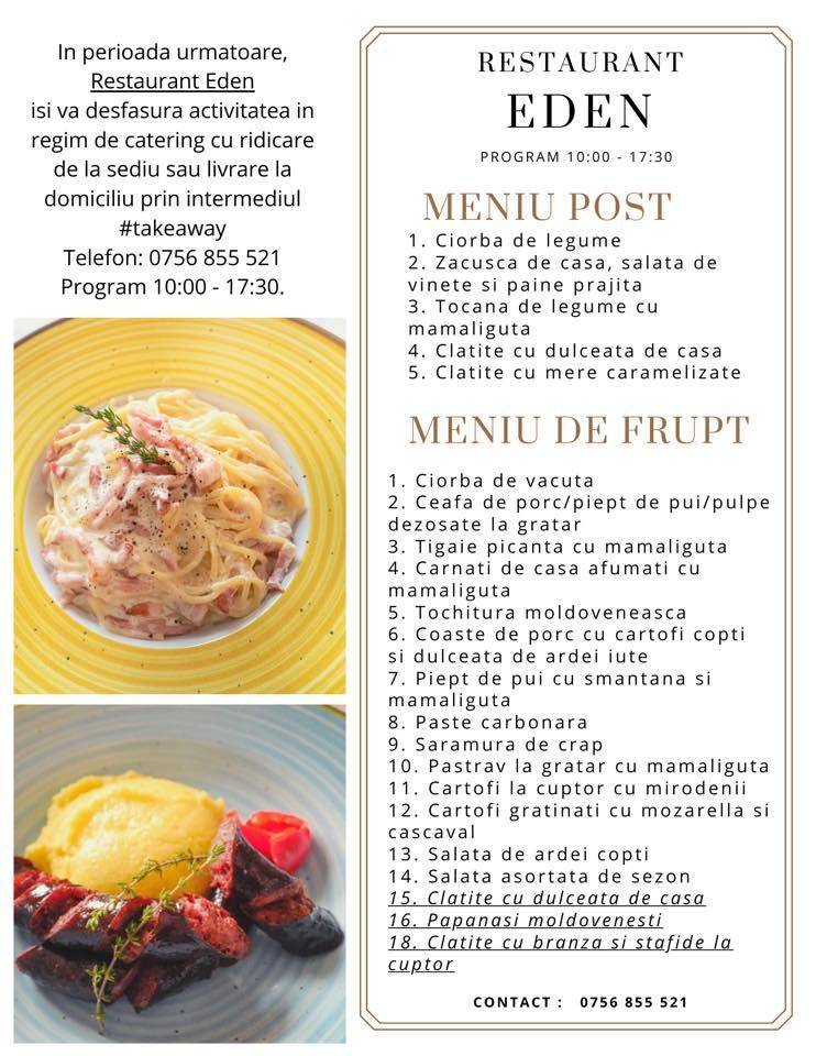 Menu at Eden Bistro, Romania, Strada Nordului 119