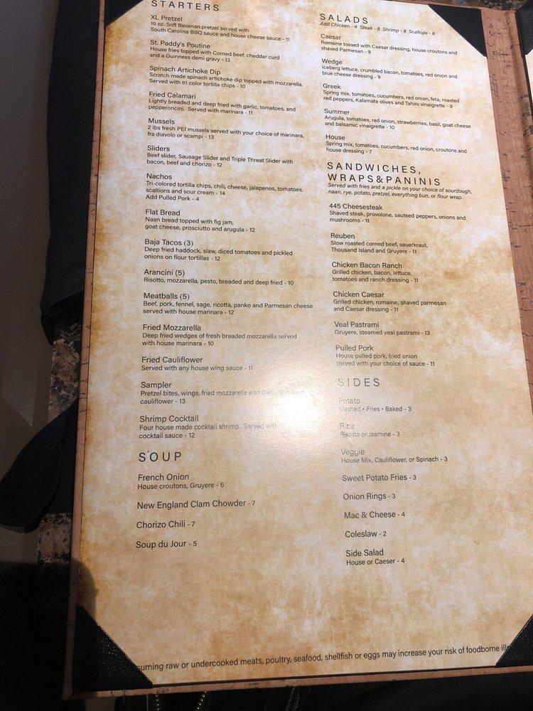 Menu at Grill 445 restaurant, Brooklyn