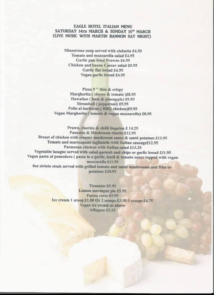 Menu at Eagle Hotel Bar, Dornoch, Dornoch