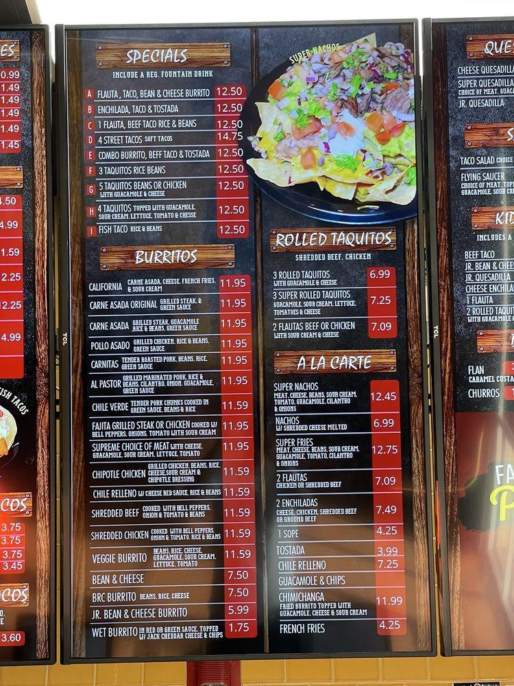 Menu at El Ranchito Taco Shop restaurant, Murrieta, Washington Ave