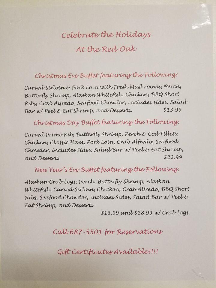 Menu at Red Oak Family Restaurant, Sanford