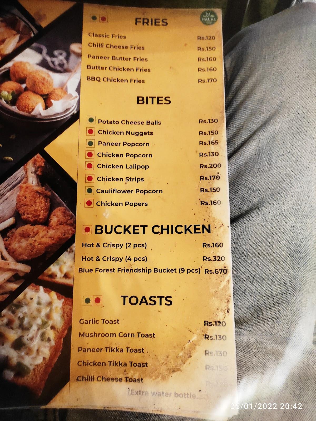 Menu at BLUE FOREST CAFE, Madurai, 170