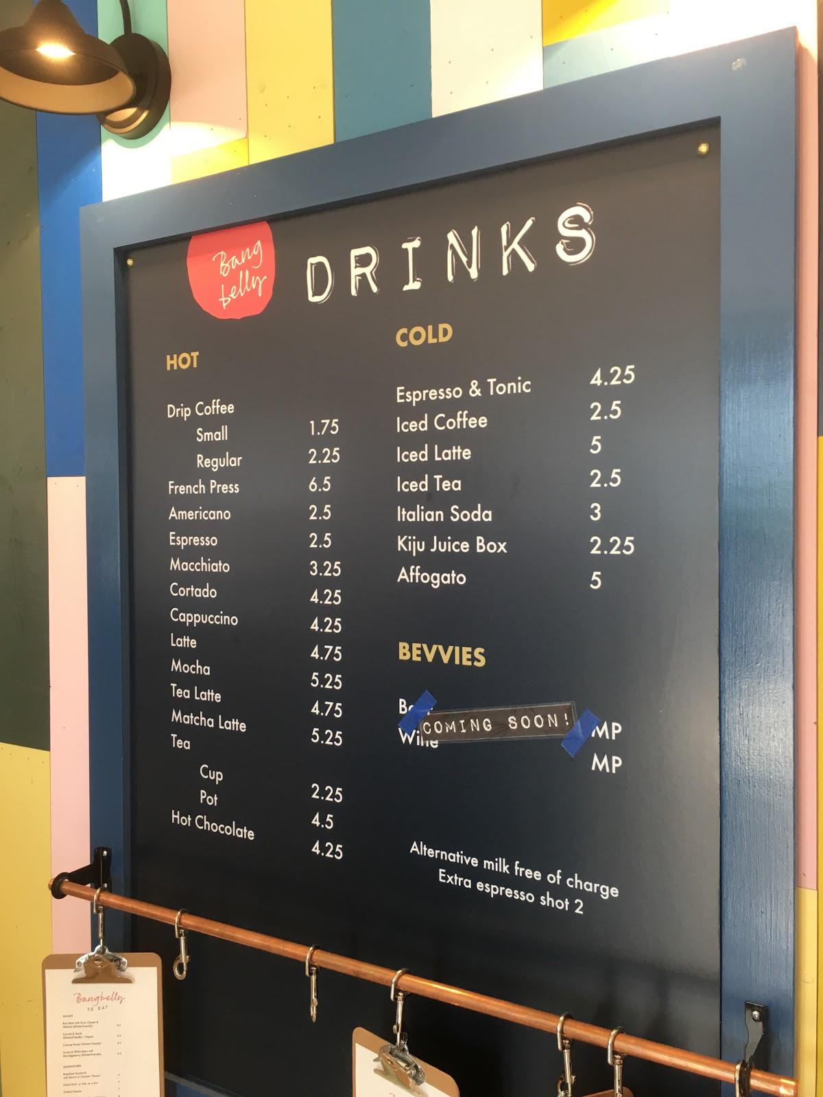 Menu at Bangbelly Cafe, Fogo