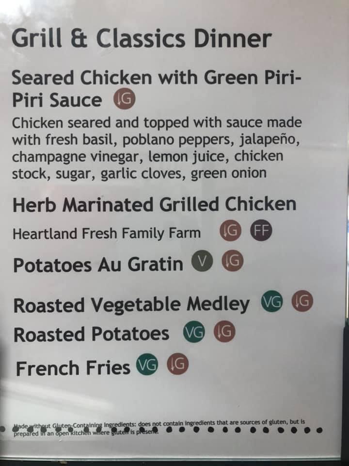 Menu at Bon Appetit at Cornell College cafe, Mount Vernon