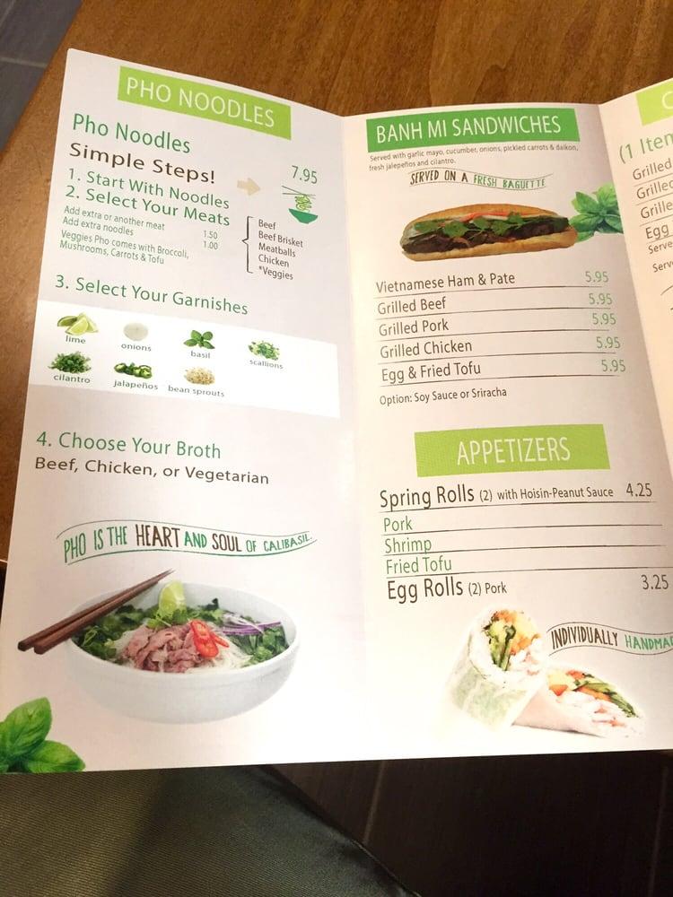 Menu at Calibasil Vietnamese Eatery restaurant, Beverly