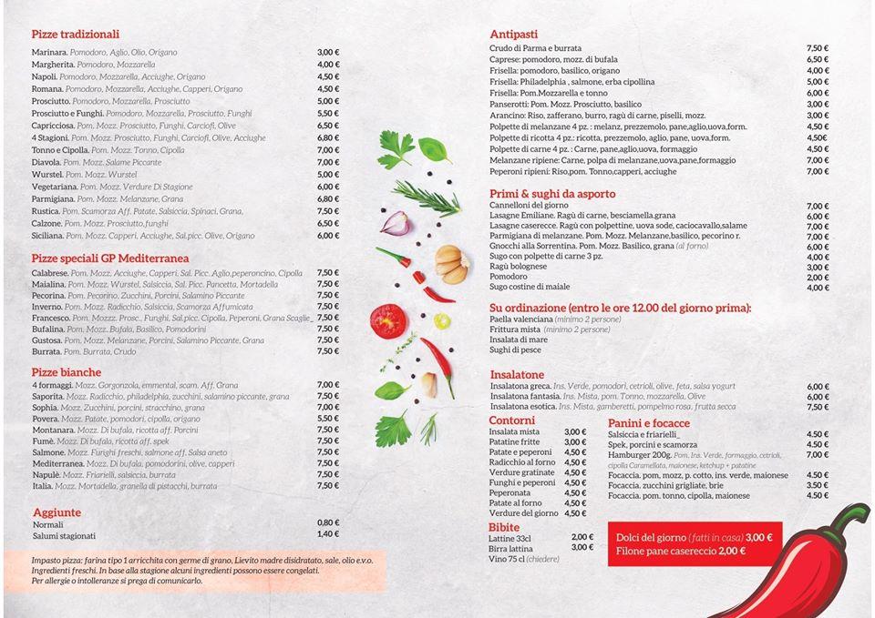Menu at Gastronomia-Pizzeria Mediterranea, Sant'Ambrogio di Valpolicella