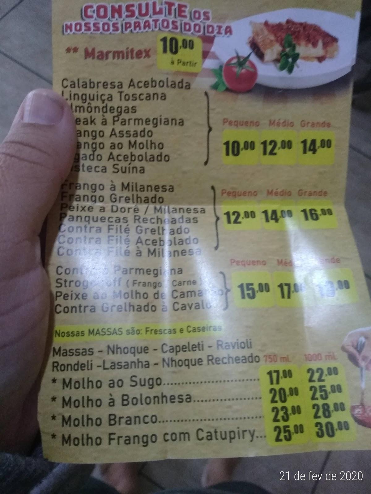 Menu em Restaurante Da Massa, Mongaguá