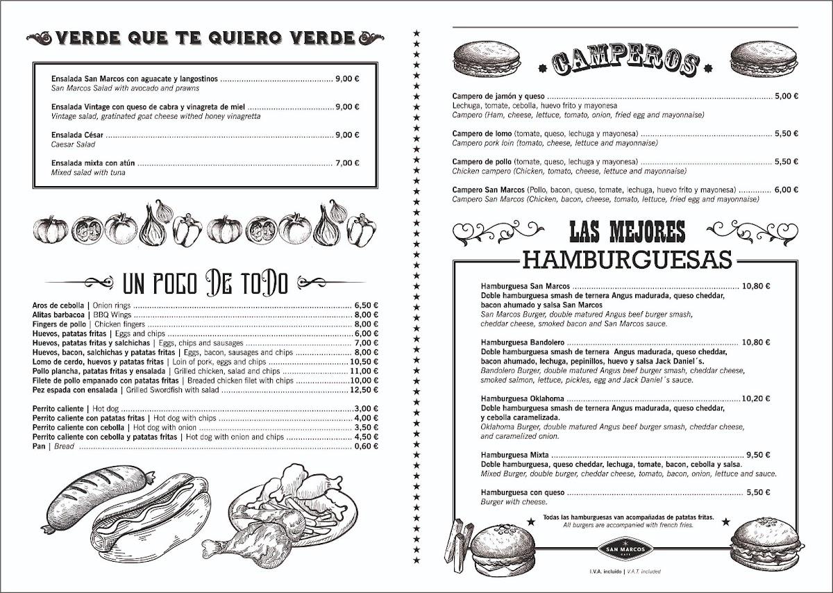 Carta de San Marcos café, Nerja