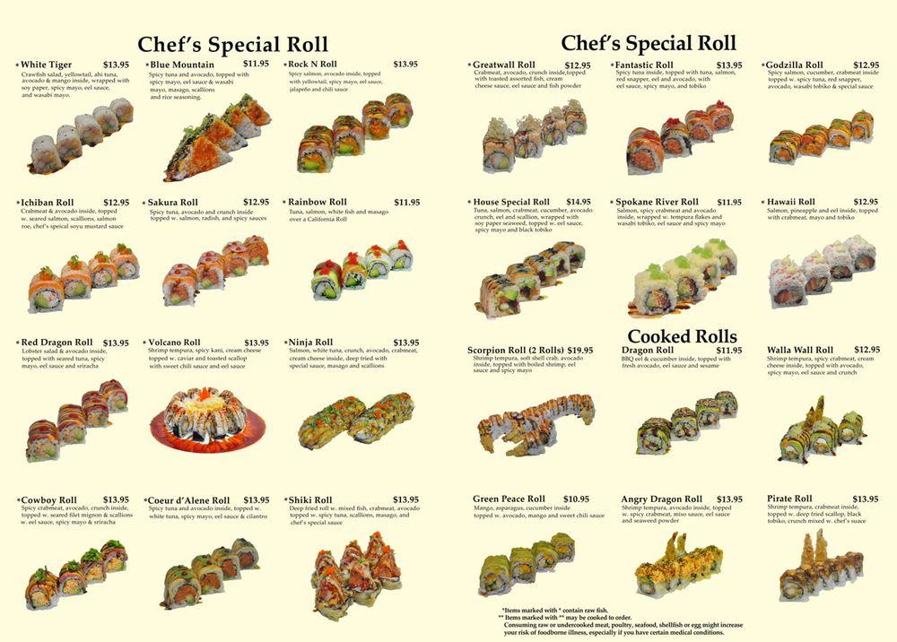 Menu at Shiki Sushi Bar & Japanese Grill, Coeur d'Alene