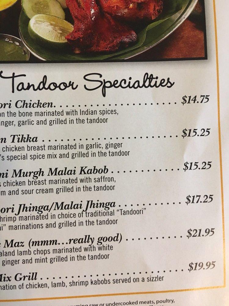 Carta del restaurante Tanjore Cuisine Of India, Fishkill