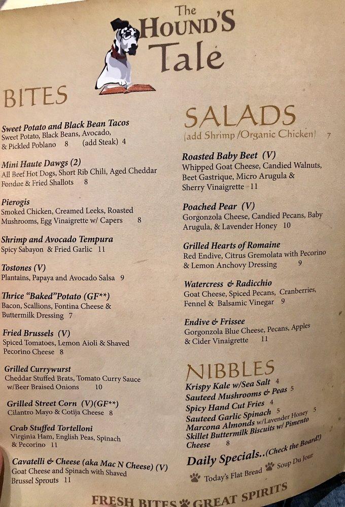 Menu at The Hound's Tale pub & bar, Williamsburg