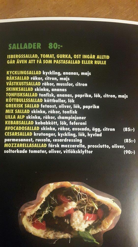 Menu at Bella Rosa pizzeria, Stockholm