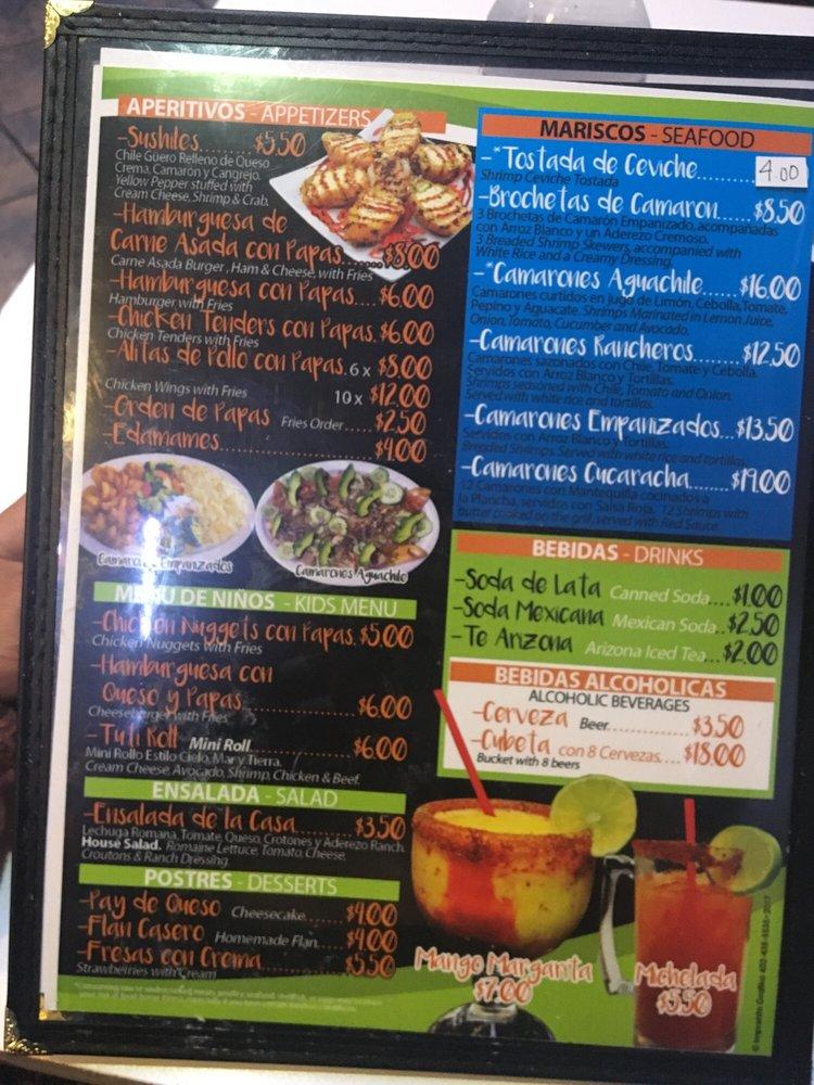 Menu at Culichi Sushi restaurant, Phoenix