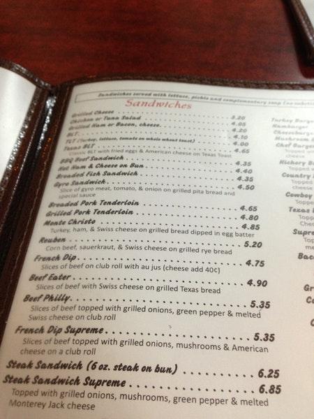 Menu at Frontier Family Restaurant, Washington, 112 N Iowa Ave