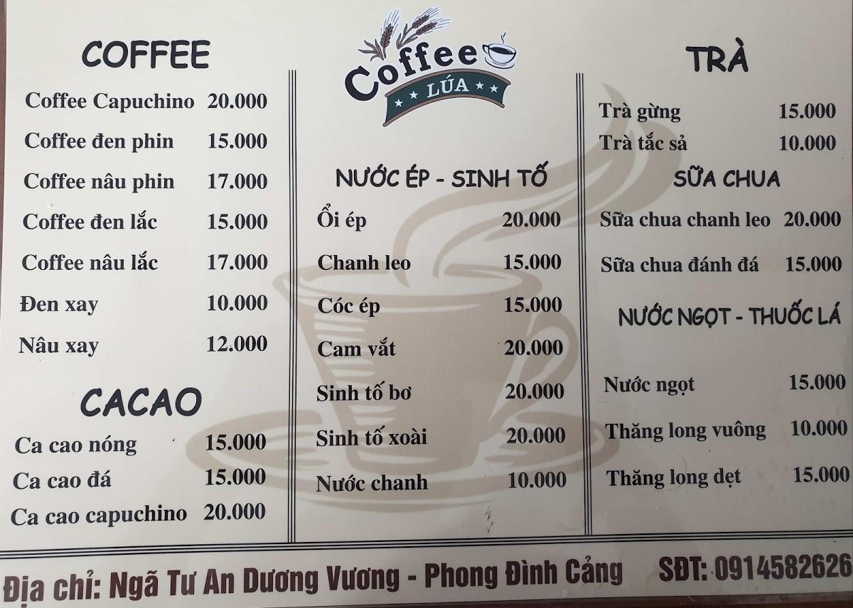 Menu at Coffee Lúa, Vietnam