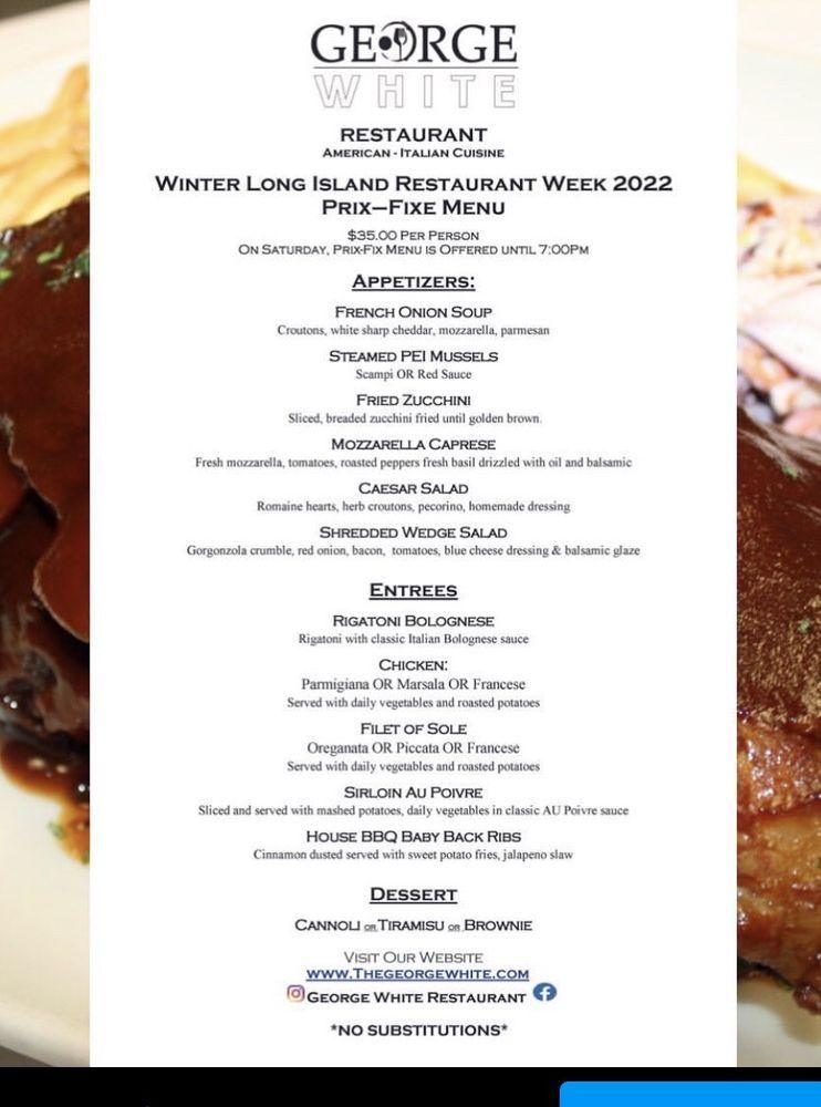 Menu at George White Restaurant, Syosset