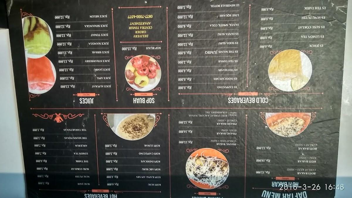 Menu at Kiosk Garuda restaurant, East Jakarta
