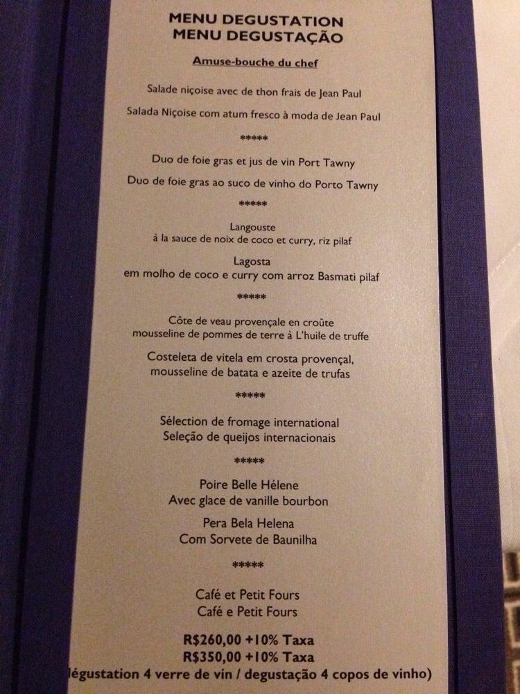Menu at L'Etoile Restaurante, Rio de Janeiro