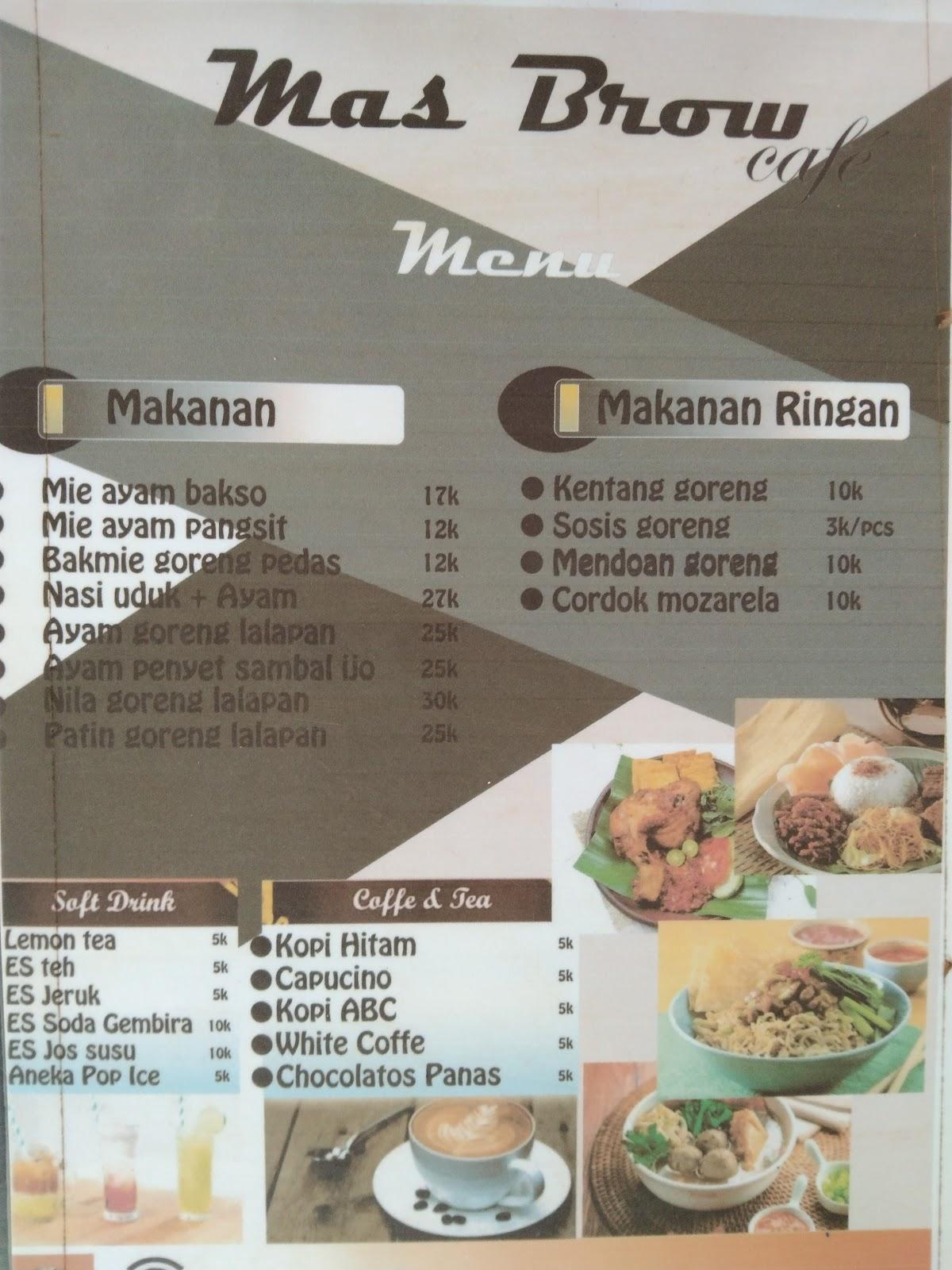 Menu at Mas brow Cafe, Natai Kondang