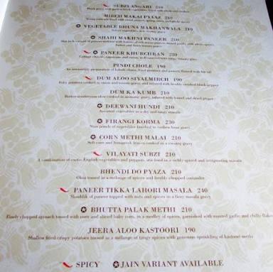 Menu at Pakwan, Ooty