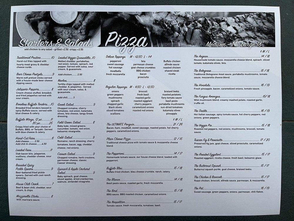 Menu at Penguin Pizza pub & bar, Boston