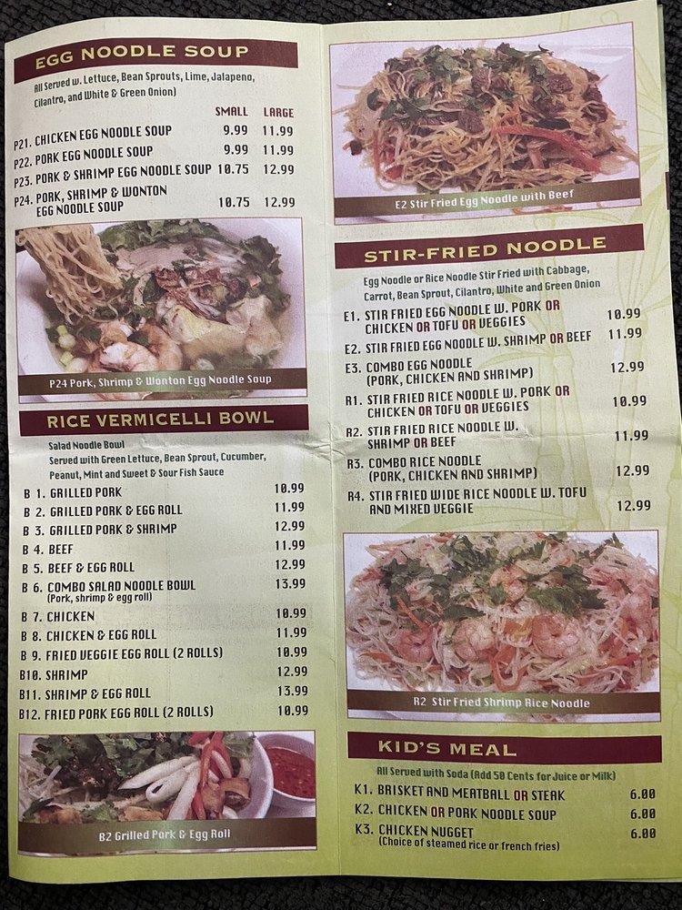 Menu at Pho BC restaurant, Lexington, 171 W Lowry Ln #168