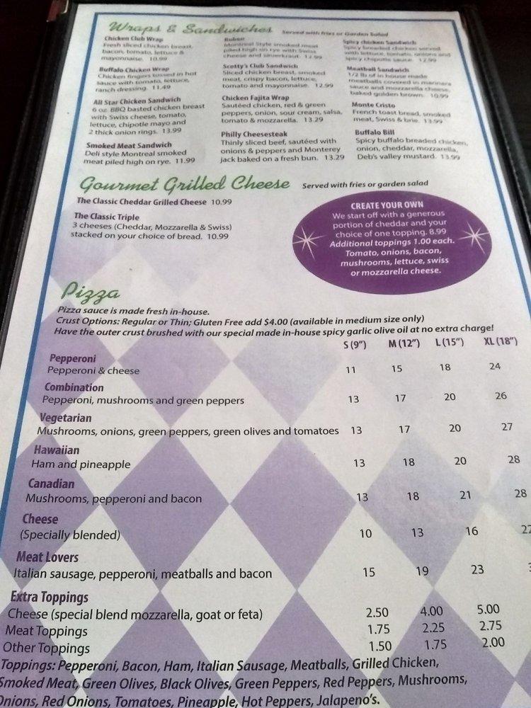 Menu at Scotty's Corner Diner restaurant, Ottawa